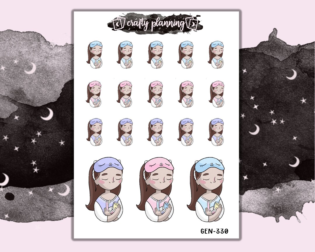 Tired Stickers, Sleep Stickers, Bedtime Stickers, Evening Routine ...