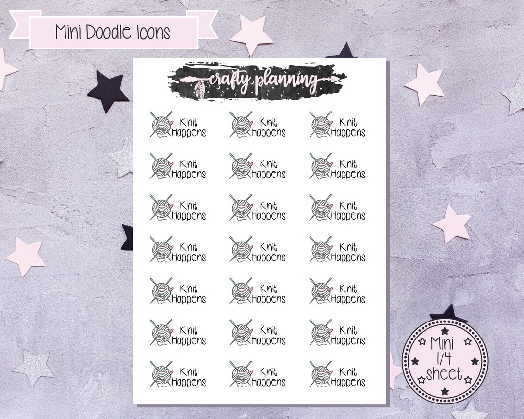 Knitting Stickers, Icon Stickers, Pastel Stickers, Doodle Icon Stickers ...