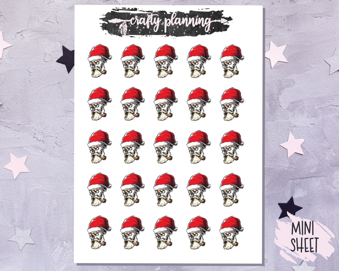 Gothic Santa Stickers Skull Santa Alternative Santa Planner - Etsy