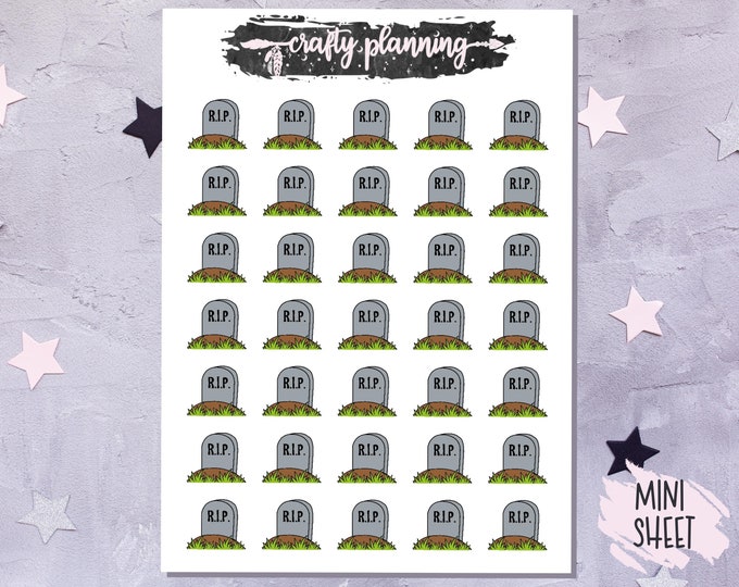 Gravestone Stickers, Planner Stickers, Headstone Stickers, RIP Stickers ...