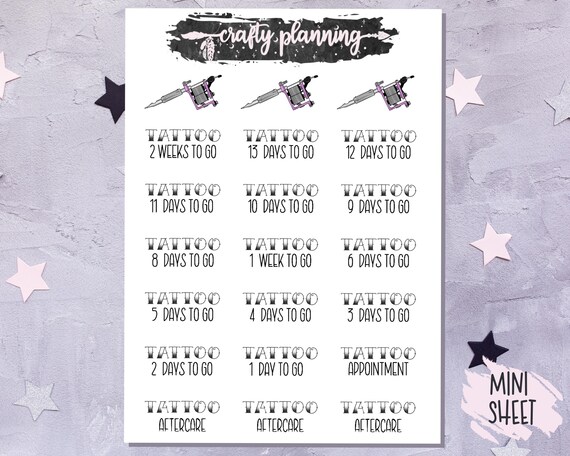 Tattoo Stickers Tattoo Countdown Stickers Planner Stickers - Etsy