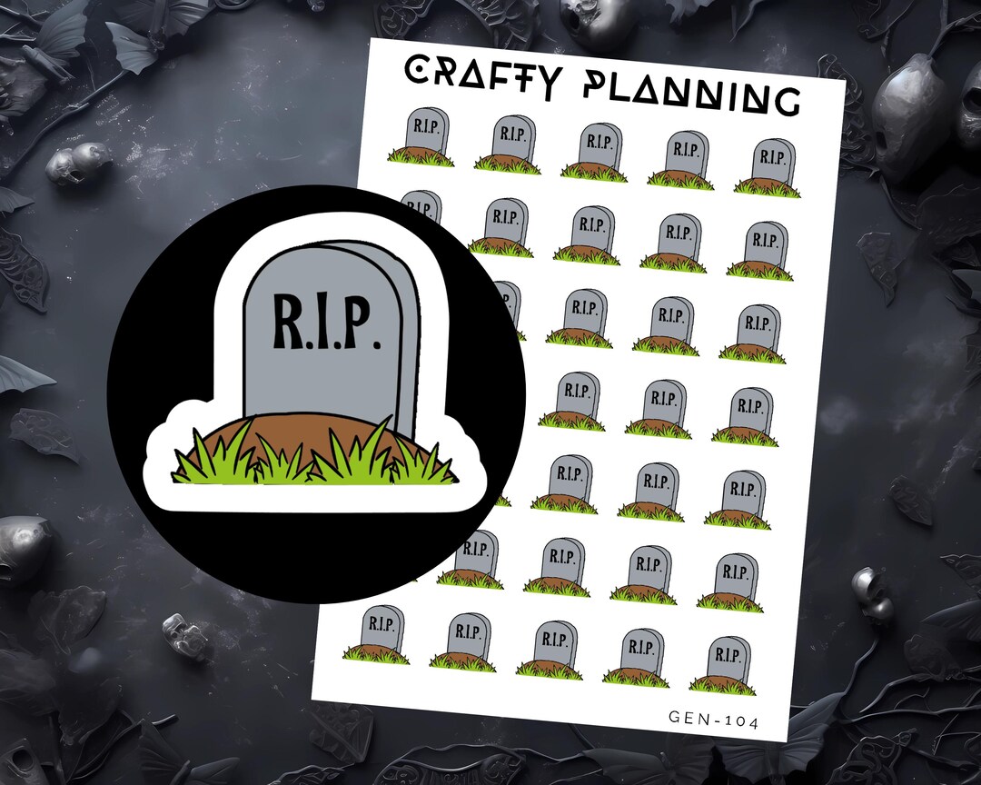 Gravestone Stickers, Planner Stickers, Headstone Stickers, RIP Stickers ...