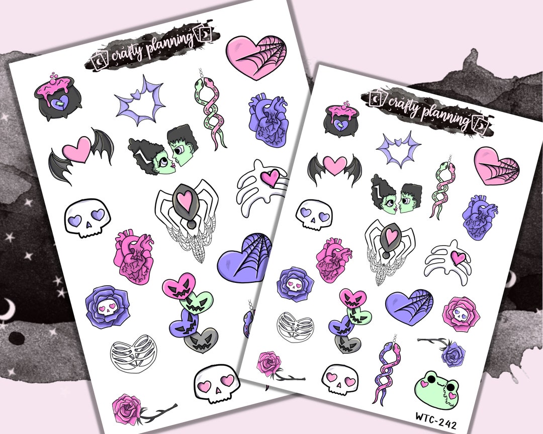 Pastel Goth Stickers, Valentine Stickers, Gothic Stickers, Spooky ...