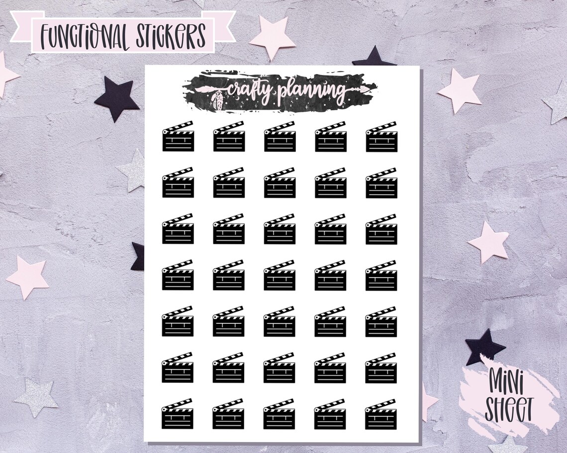 Movie Stickers Clapper Board Sticker Icon Stickers Planner | Etsy