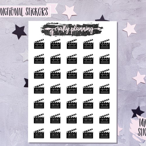 Movie Stickers Clapper Board Sticker Icon Stickers Planner | Etsy