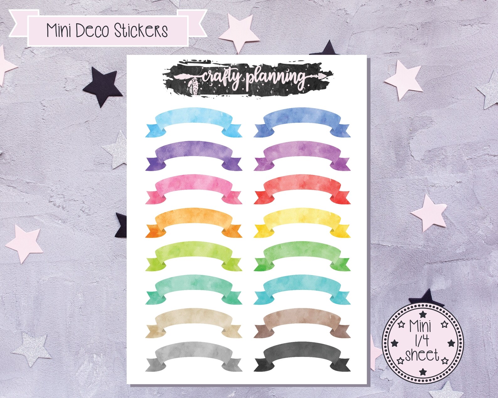 Ribbon Banner Stickers Header Stickers Month Headers Bujo - Etsy