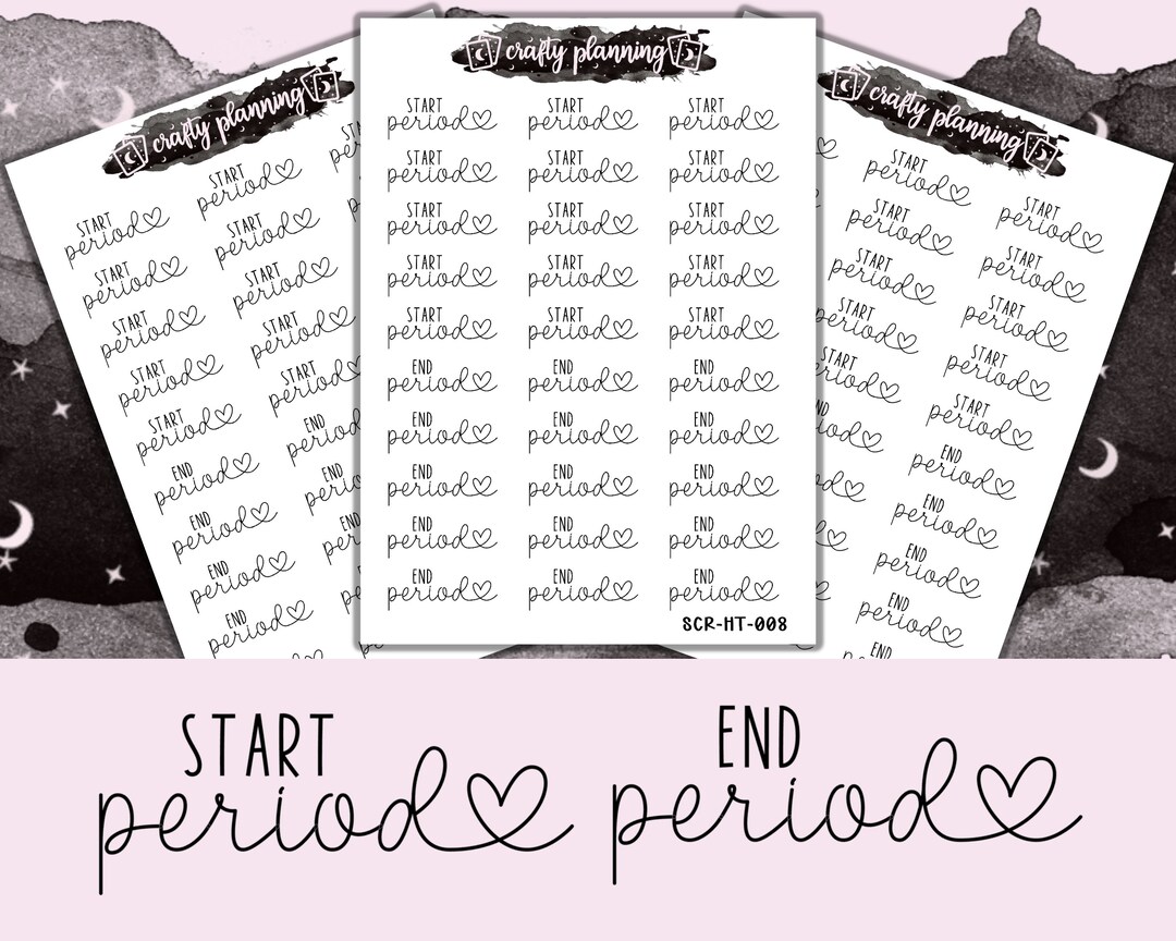 Period Stickers in A Heart Script for Planners and Journals - Etsy