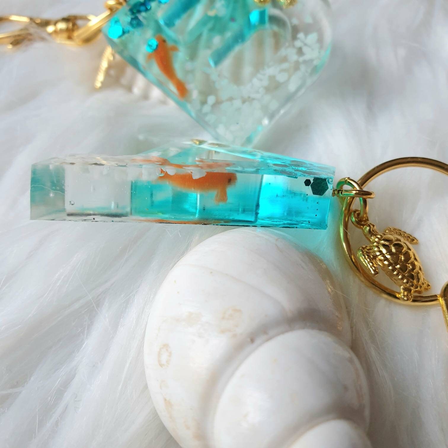 Resin Keychain With Small Underwater World Letter With - Etsy