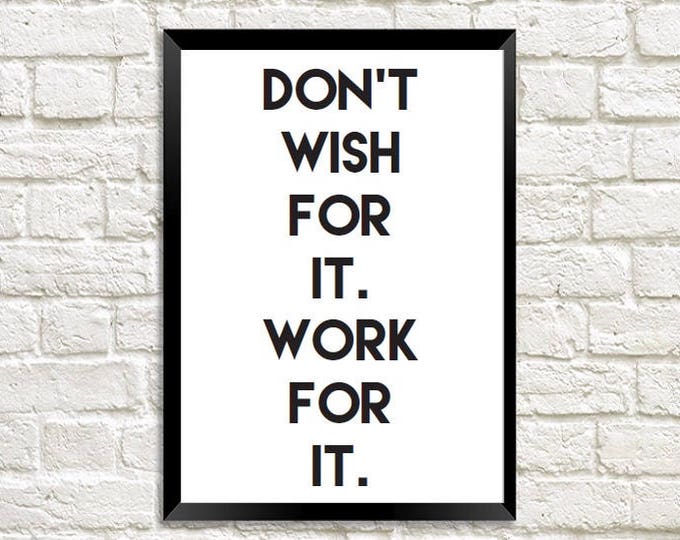 Motivational Gym Fitness Poster Don't Wish for It. Work for It ...