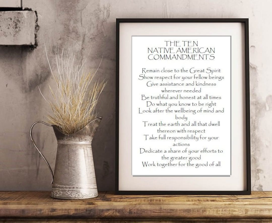 Native American Ten Commandments First Nations Religious Word Print ...