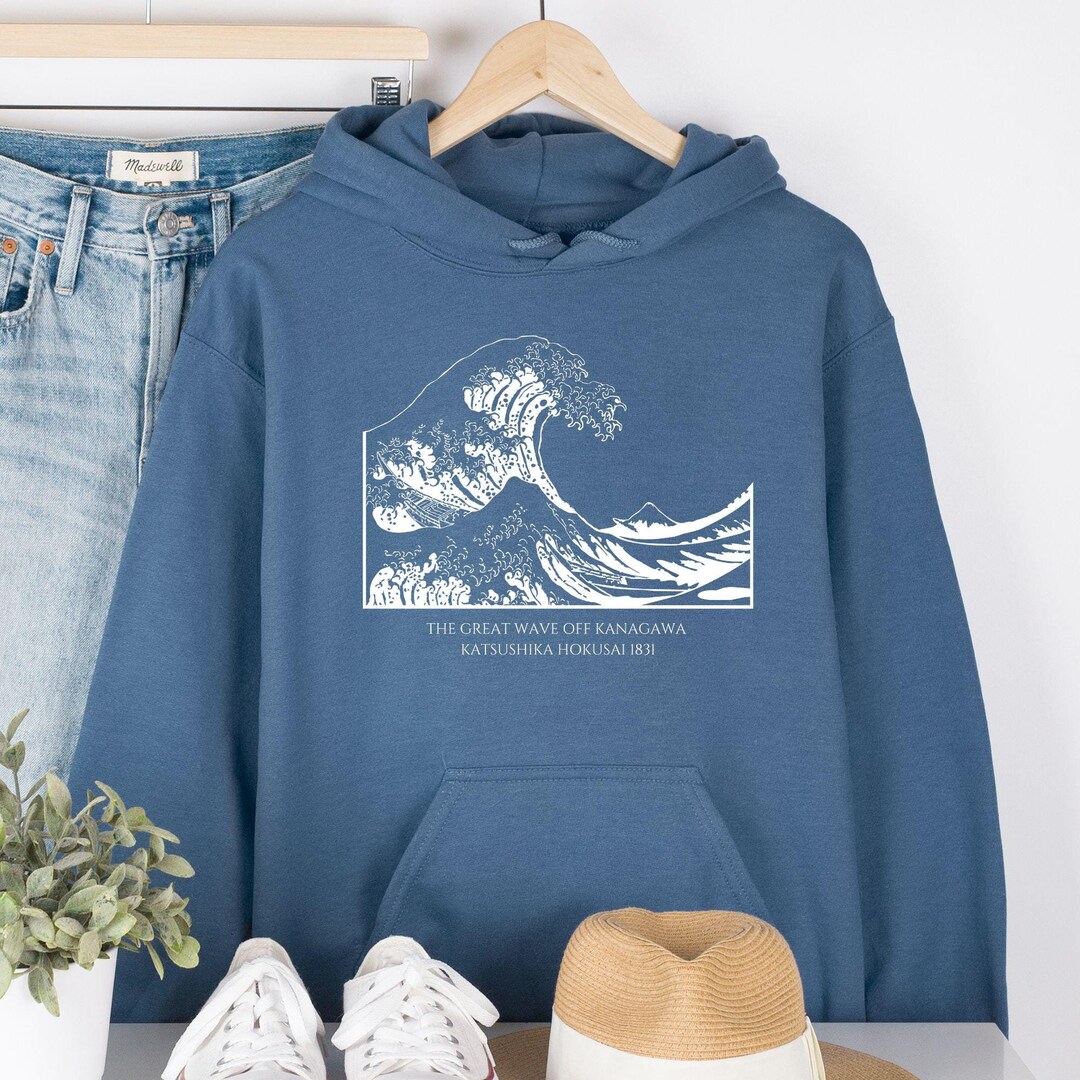 The Great Wave Hoodie, Hokusai Hooded Sweatshirt, the Great Wave off ...