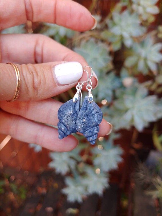Unique Fossil Coral Earrings. Blue Coral Earrings. Avail in Sterling Only Etsy