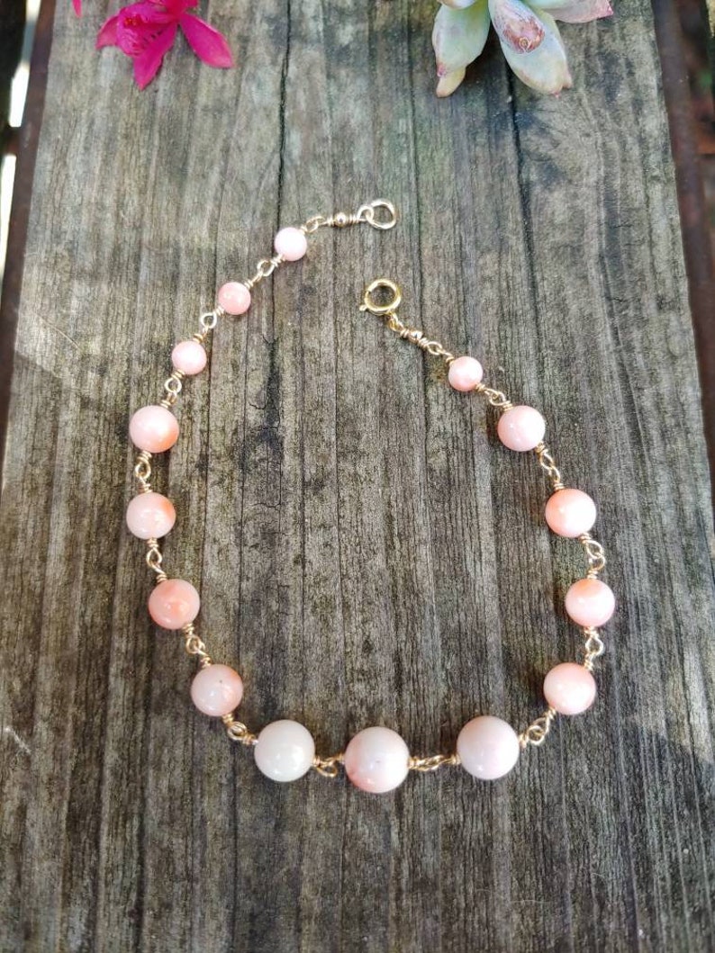 Natural Color Angel Skin Coral Bracelet. Vintage Angel Skin - Etsy