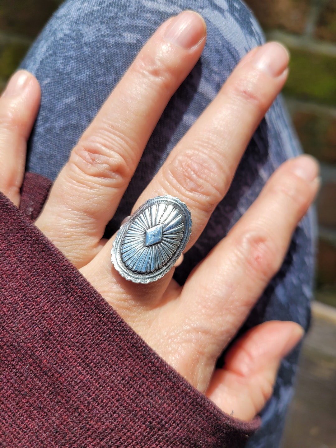 Sterling Silver Oval Concho Ring. Made to Order Concho Ring. - Etsy