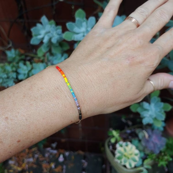 Rainbow Pride Gold Bracelet - Etsy