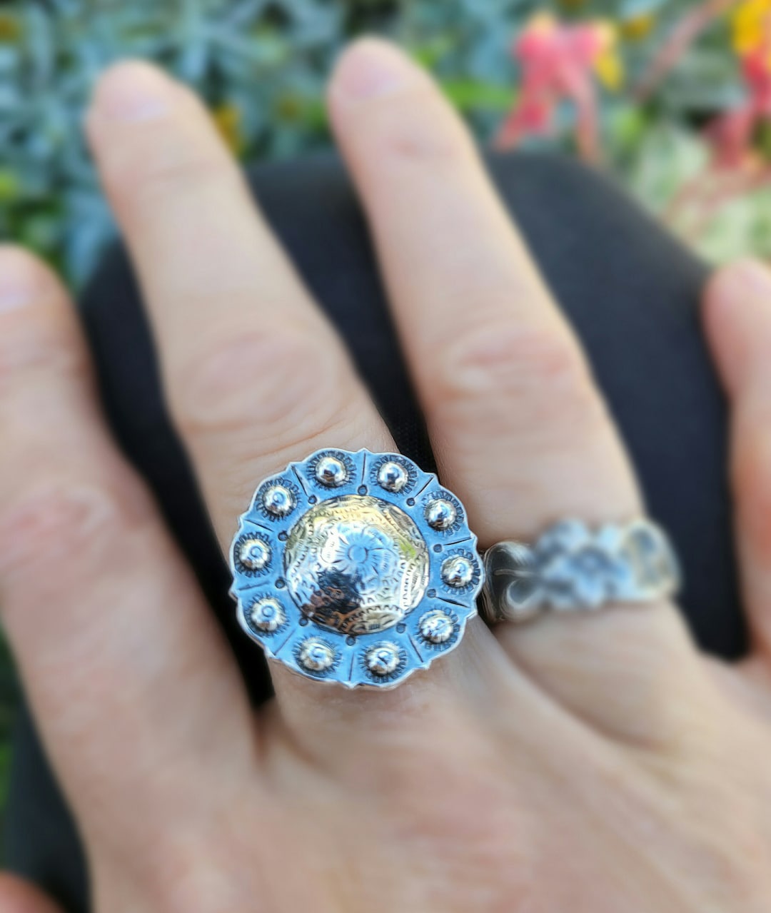 Round Sterling Silver Concho Ring. Made to Order Concho Ring. - Etsy