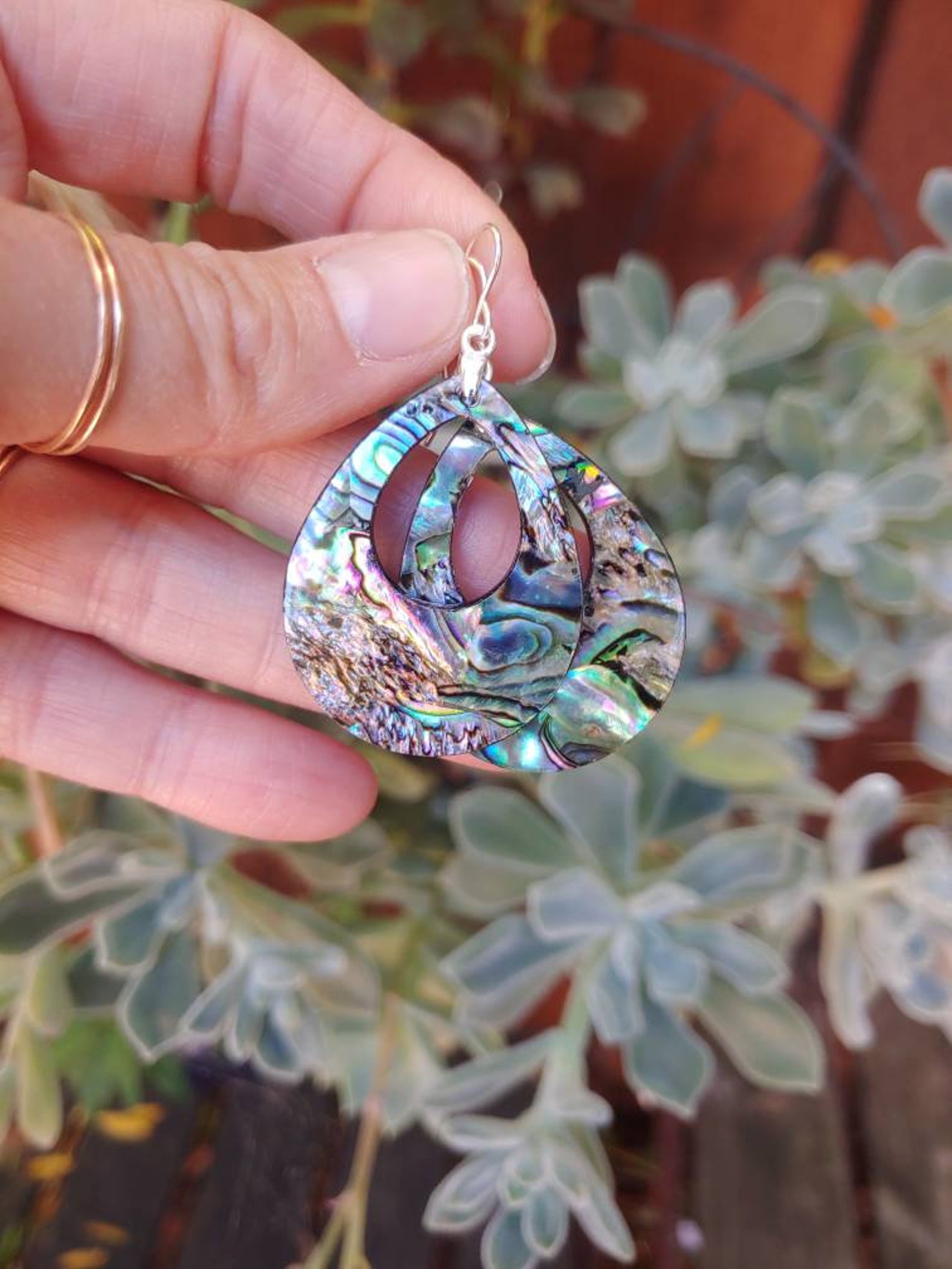 Big Hoop Abalone Shell Earrings. Silver Abalone Earrings. - Etsy