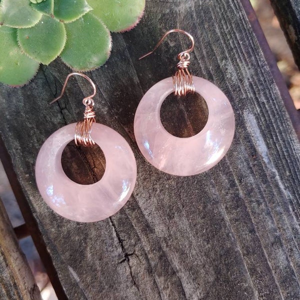 Rose Quartz Earrings - Etsy