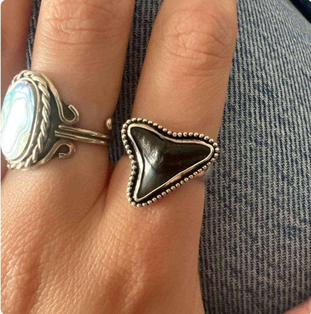 RESTOCKED! Silver Shark Tooth Ring. Sterling Silver Megalodon Ring. One ...
