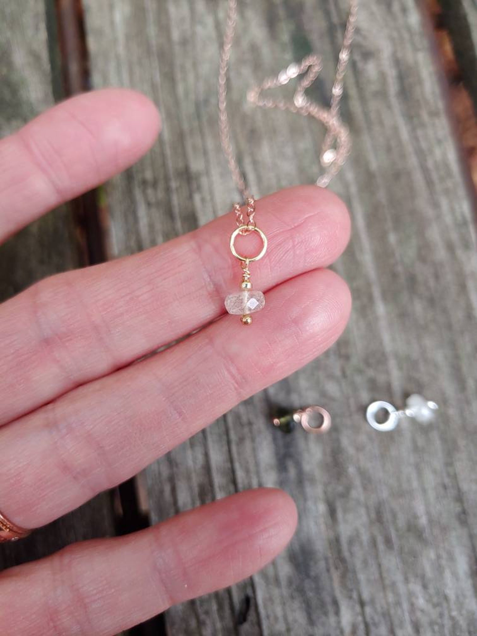 One Libyan Desert Glass Pendant Necklace. Rose Gold Gold - Etsy