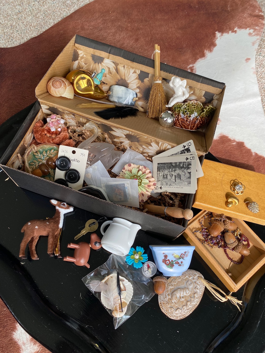 Crow Confetti, Box of Treasure, Vintage Trinkets, Junk Journal Items - Etsy