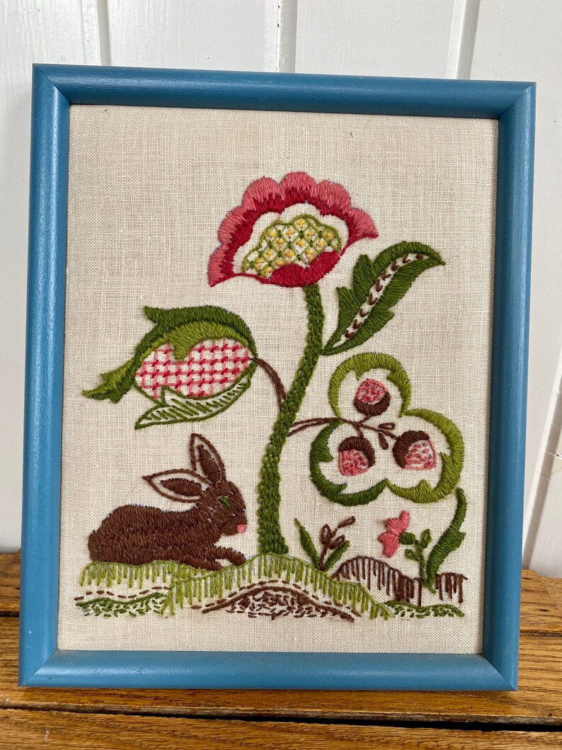 Vintage Embroidery Vintage Cross Stitch Vintage Bunny - Etsy