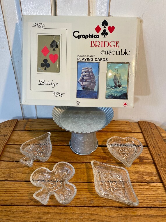 Vintage Bridge Ensemble Vintage Card Suit Dishes Trinket - Etsy