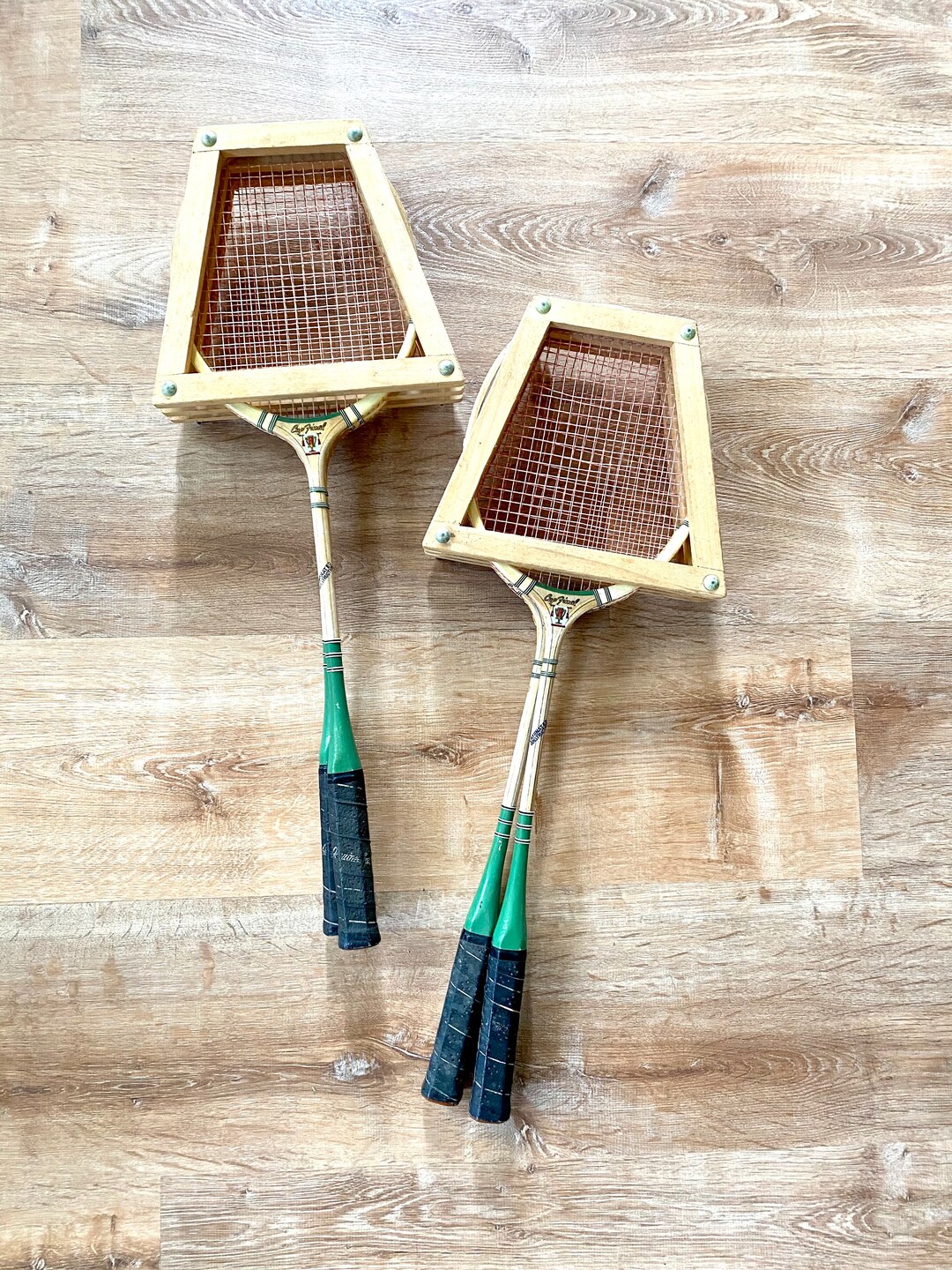 Vintage Wood Racket, 2 Vintage Badminton Rackets, Pair Vintage Rackets ...