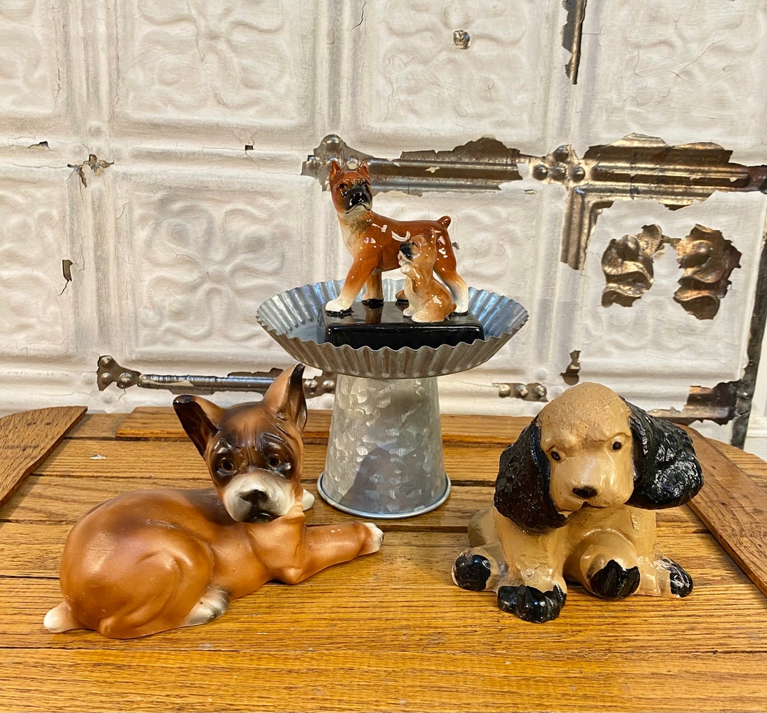 Vintage Dog Statue, Vintage Boxer, Chalkware Dog, Dog Figurine - Etsy