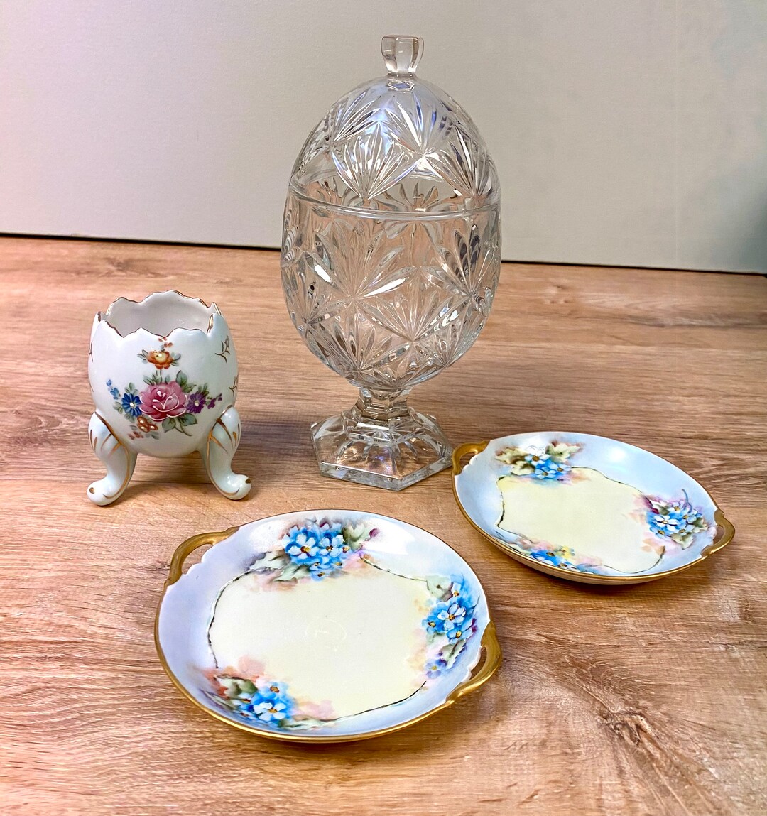 Vintage Easter, Egg Vase, Egg Shaped Vessel, Blue Trinket Dish - Etsy