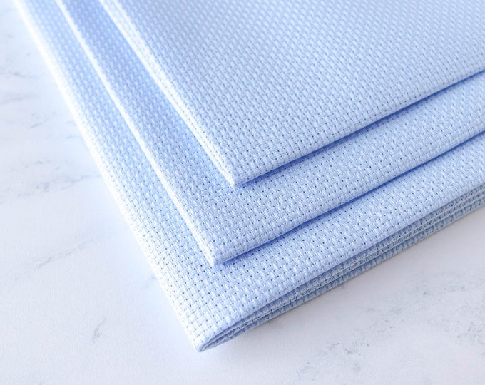 AIDA 14 Count Light Blue Fabric | Cross Stitch Fabric, 14ct Pale Blue ...