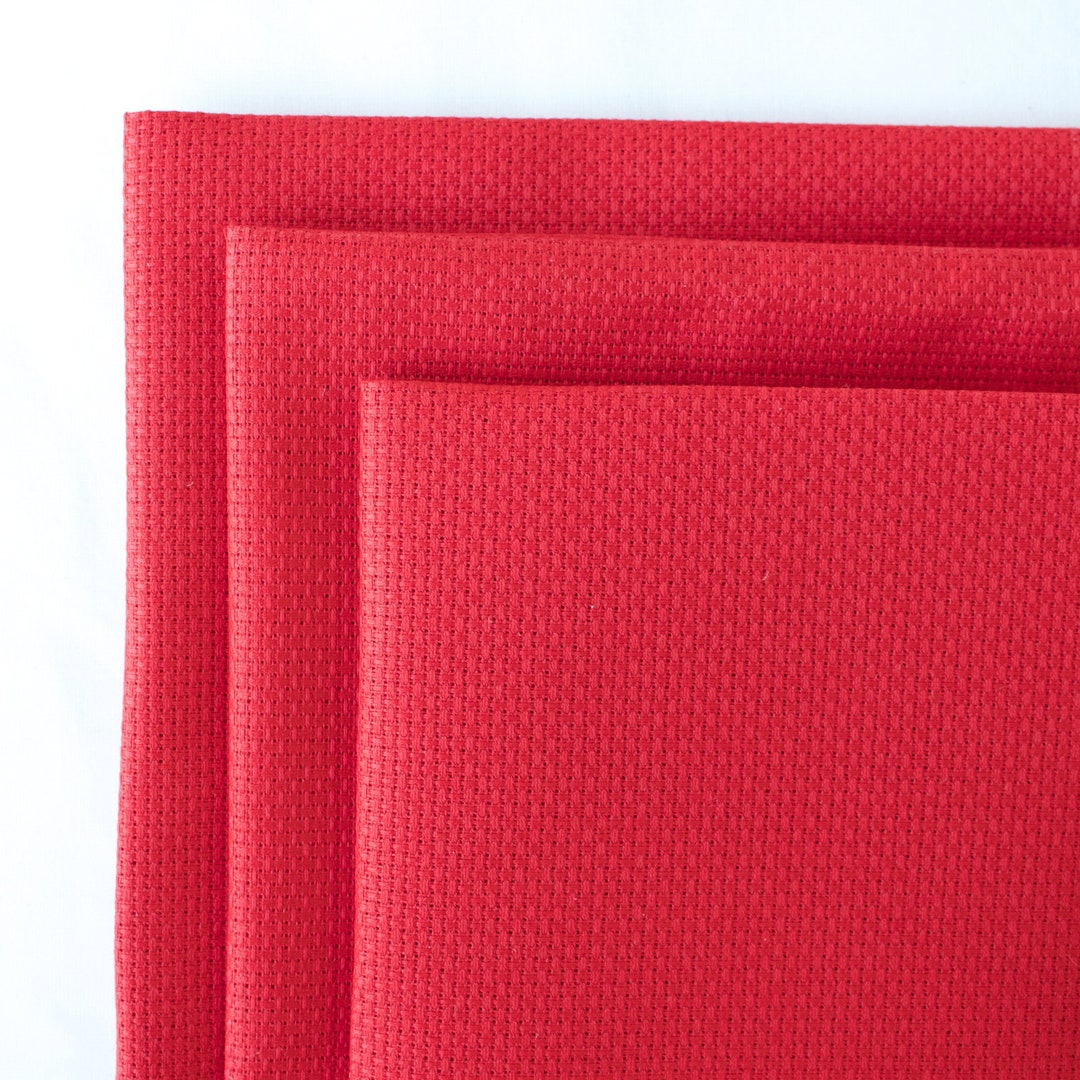 AIDA 14 Count Christmas Red Fabric | Cross Stitch Fabric, 14ct Bright ...