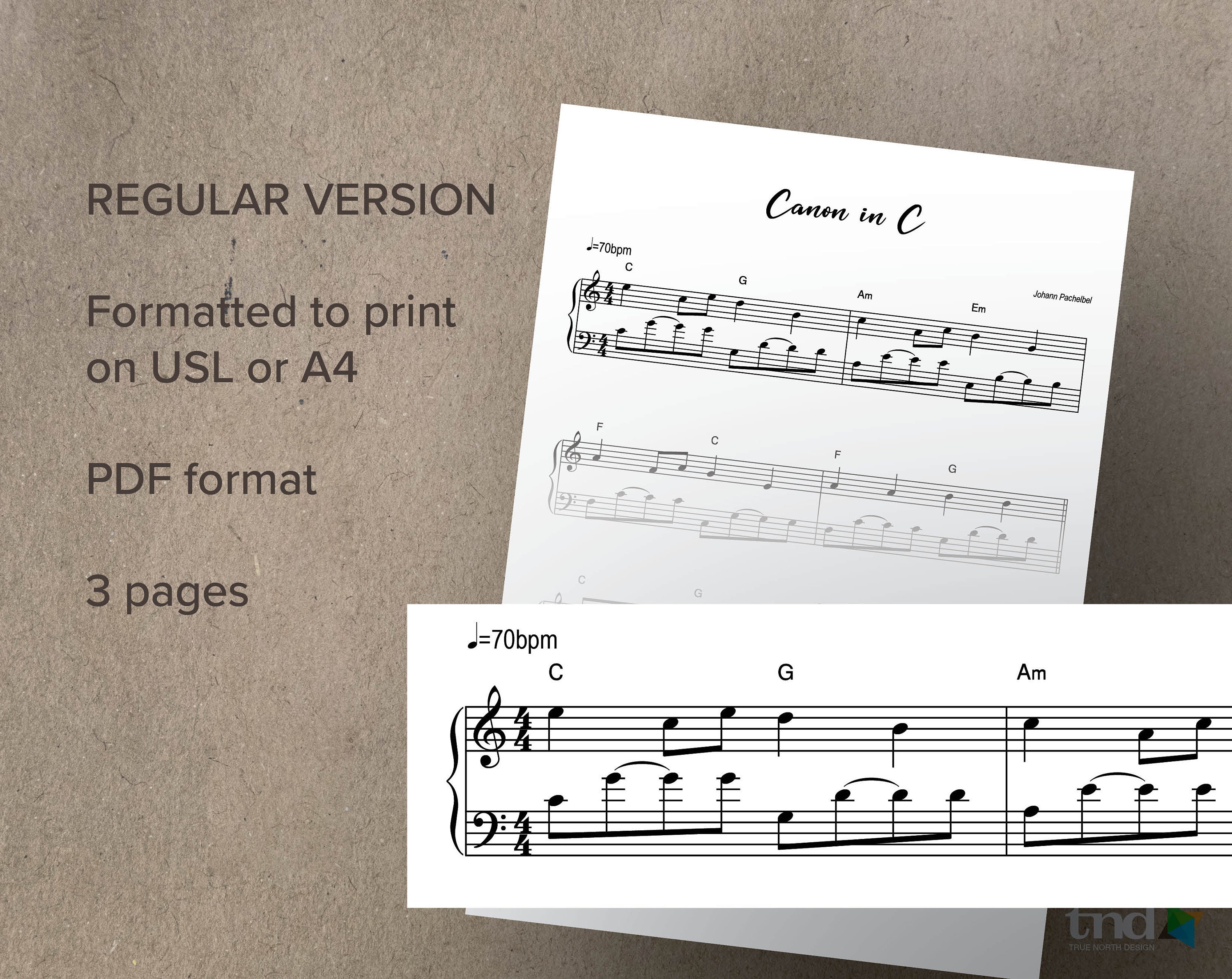 Canon in C (instead of D), Sheetmusic, Easy Read Notes, Tablet/ipad ...