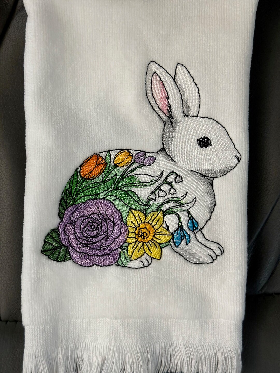 Easter Bunny Embroidered Towels, Spring Bunny Fingertip Towels, Easter ...