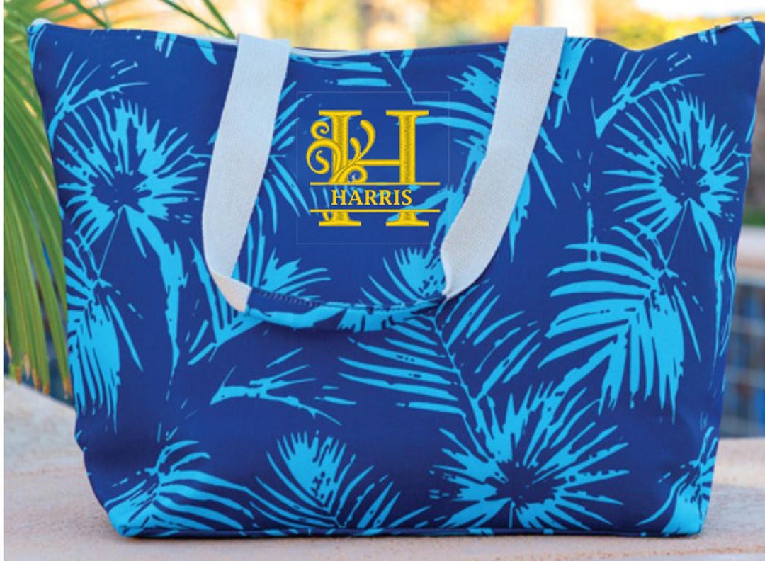 Personalized Beach Tote Bag, Large Waterproof Embroidered Monogram - Etsy