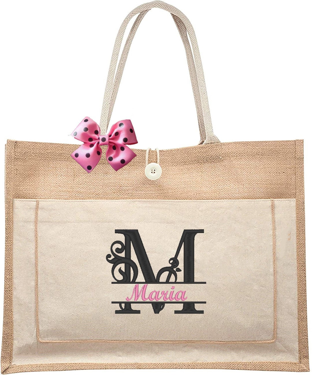 Personalized Jute Tote Bag, Personalized Bags, Totes, Monogrammed Tote ...