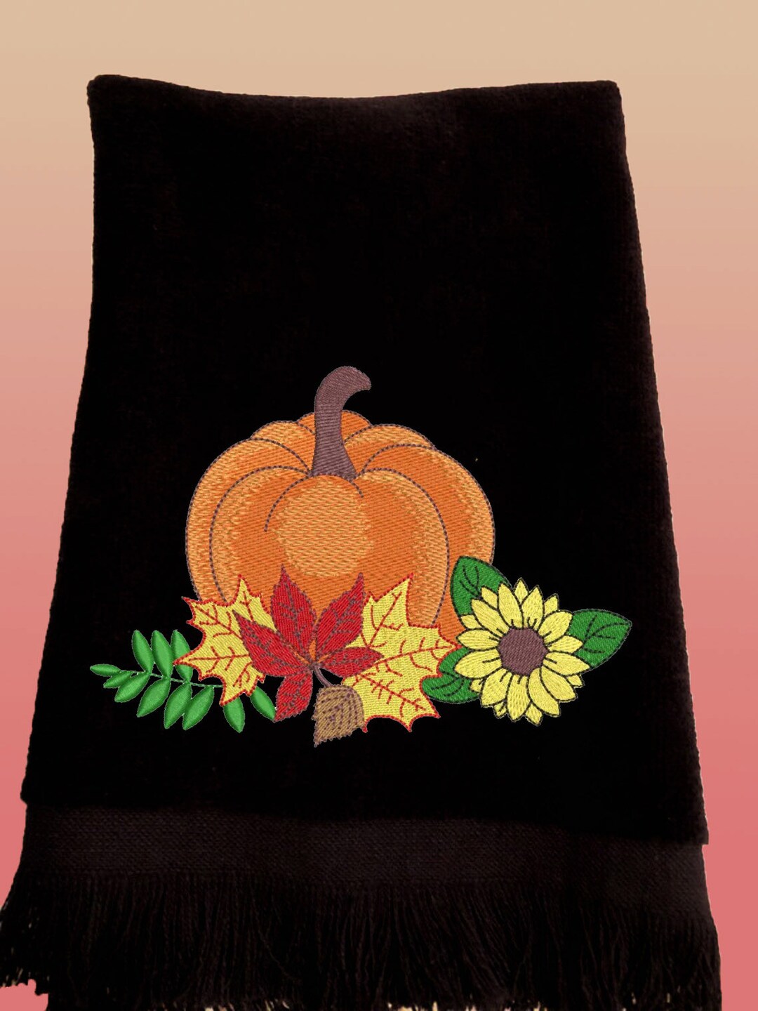 Fingertip Towels for Fall, Embroidered Pumpkin Towel, Autumn Design ...
