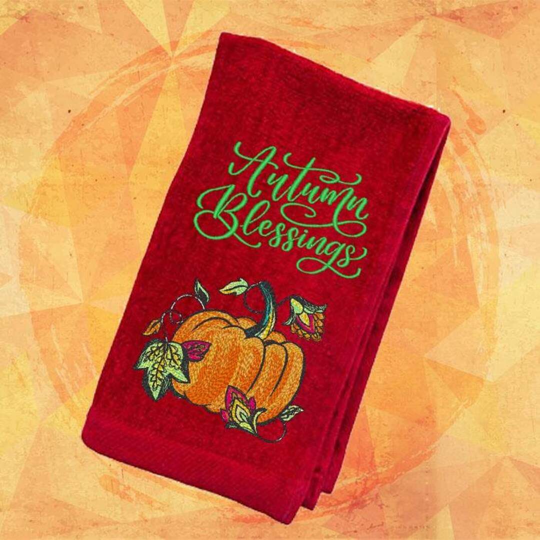 Autumn Blessings Fingertip Towels, Embroidered Hand Towels, Fall Decor ...