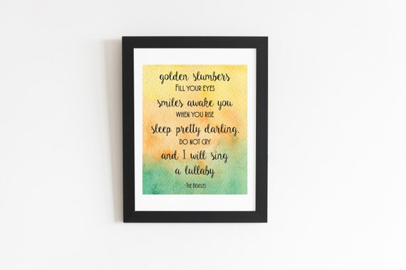 Golden Slumbers Beatles Nursery Print | Etsy