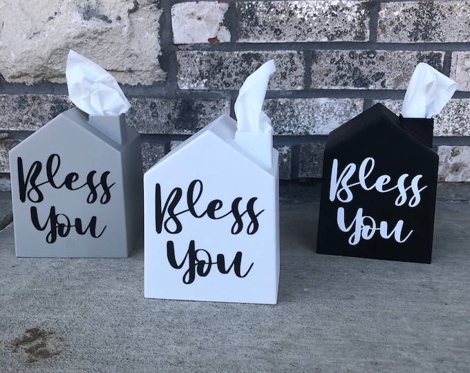 Bless You Tissue Box Cover, Linen, Greystone, Gray, 4.5" X 4.5" X 5" - Etsy