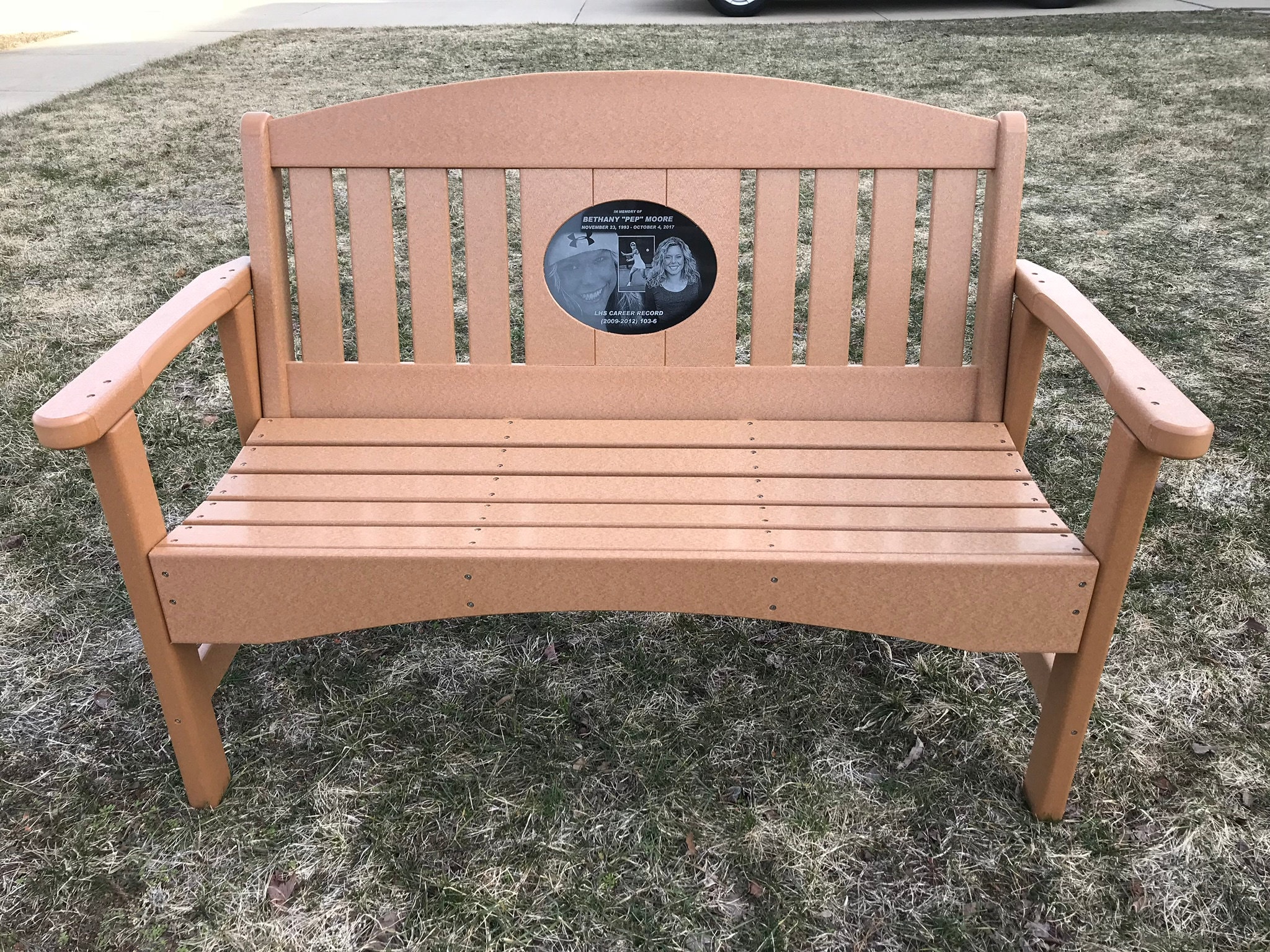 48 Memorial Bench with 8.5 X11 Laser Engraved Stone Inlay