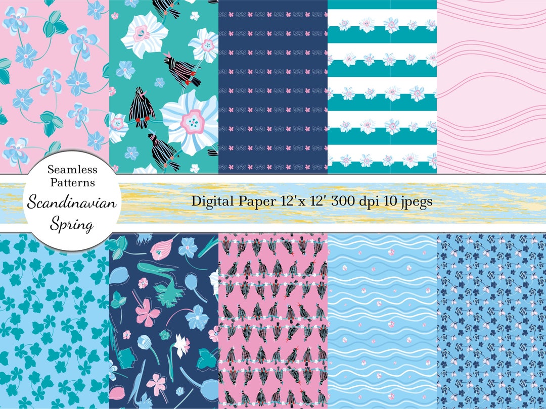 Digital Paper, Seamless Pattern, Spring Motives, Scrapbook, Flowers and ...