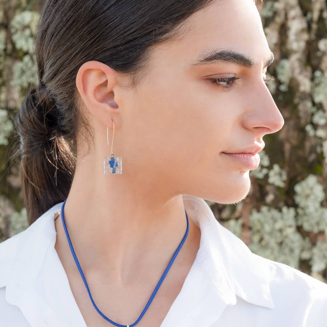 Sterling Silver and Glass Model FEBE Earrings - Etsy