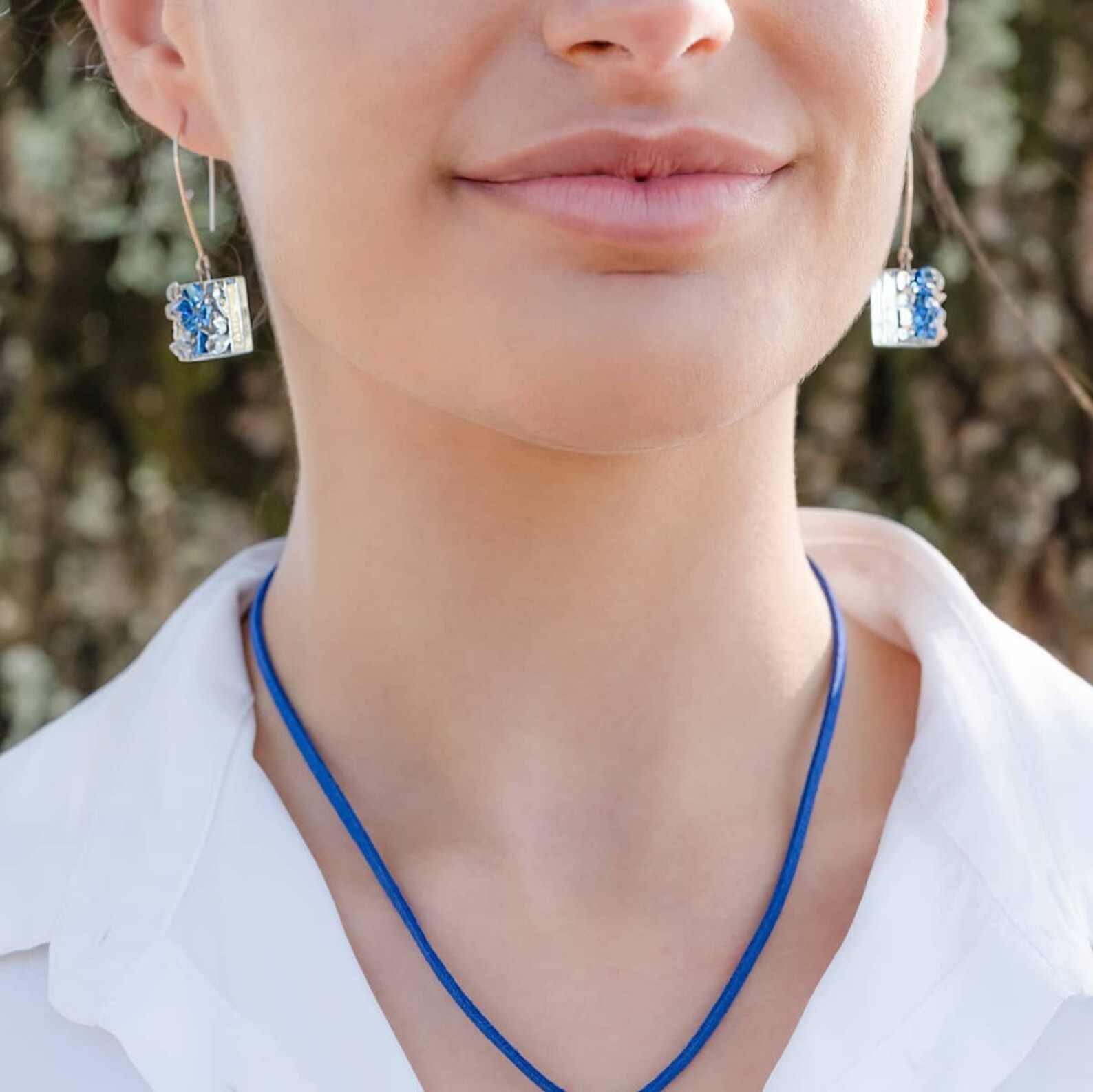 Sterling Silver and Glass Model FEBE Earrings - Etsy