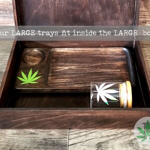 Wood Stash Box with Laser Engraved Cannabis Leaf Herb Holder | Etsy