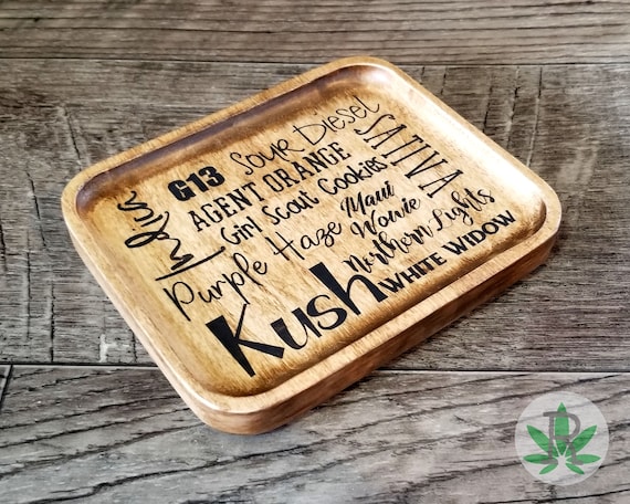 Cannabis Strain Wood Rolling Tray Marijuana Kush Tray | Etsy