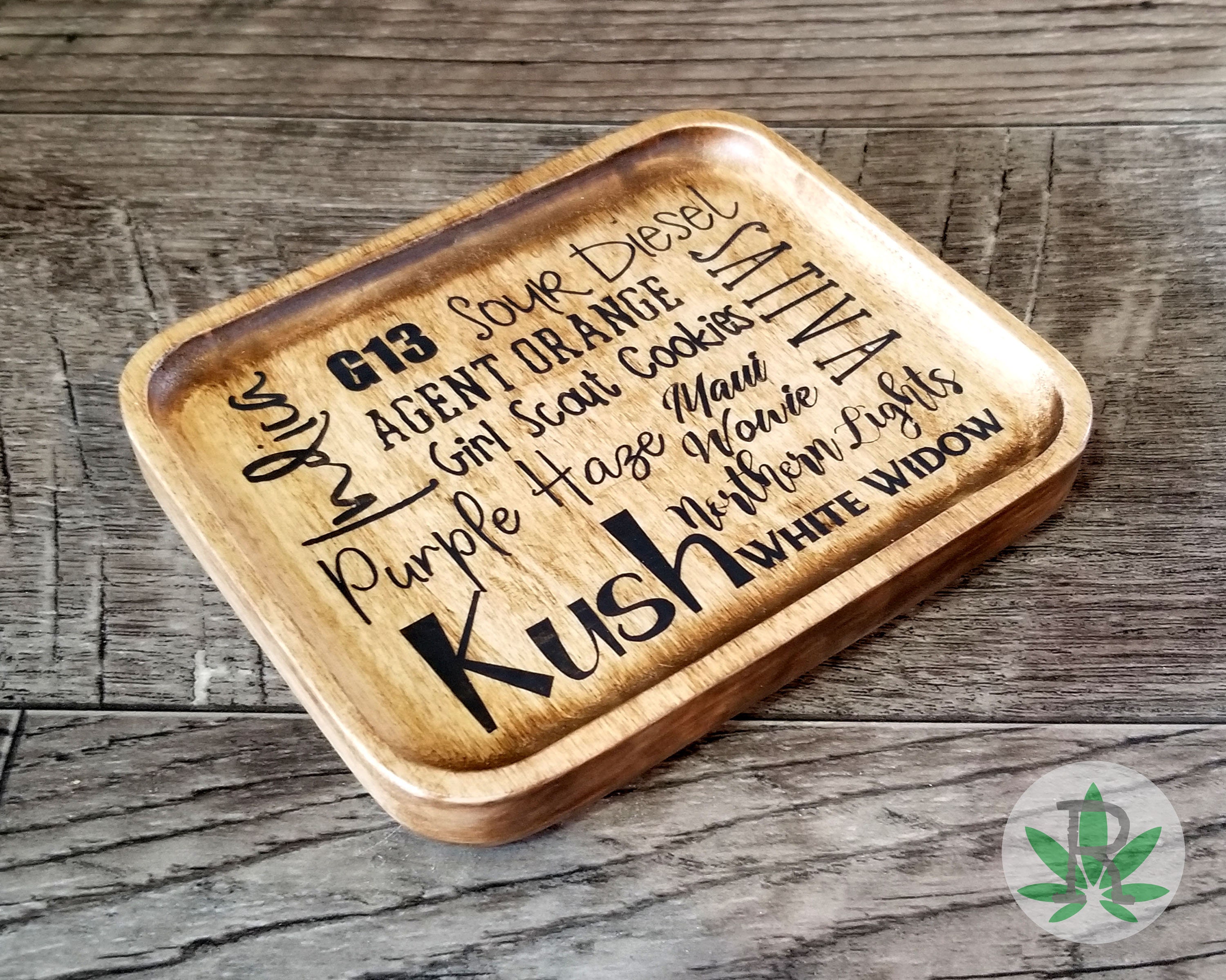 Cannabis Strain Wood Rolling Tray Marijuana Kush Tray | Etsy