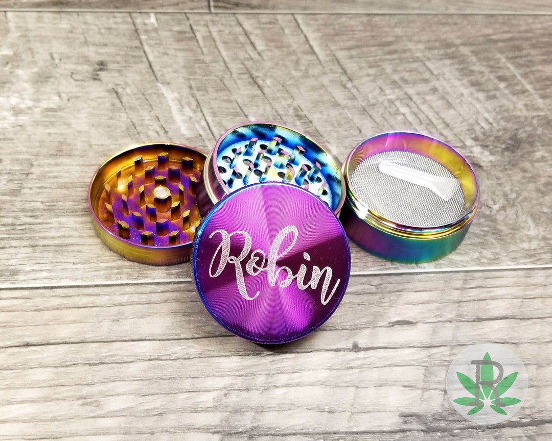 Custom Personalized Engraved Colorful Rainbow Herb Grinder, Weed ...