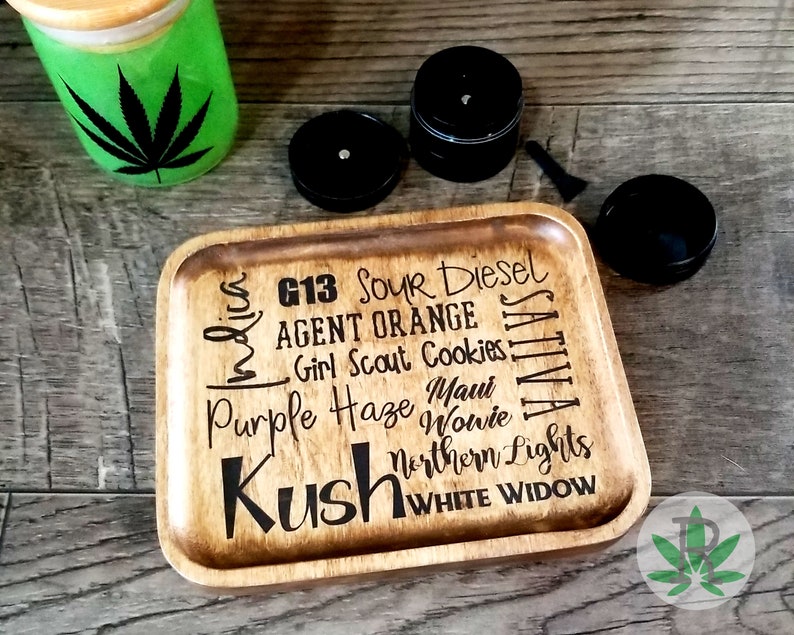Cannabis Strain Wood Rolling Tray Marijuana Kush Tray - Etsy
