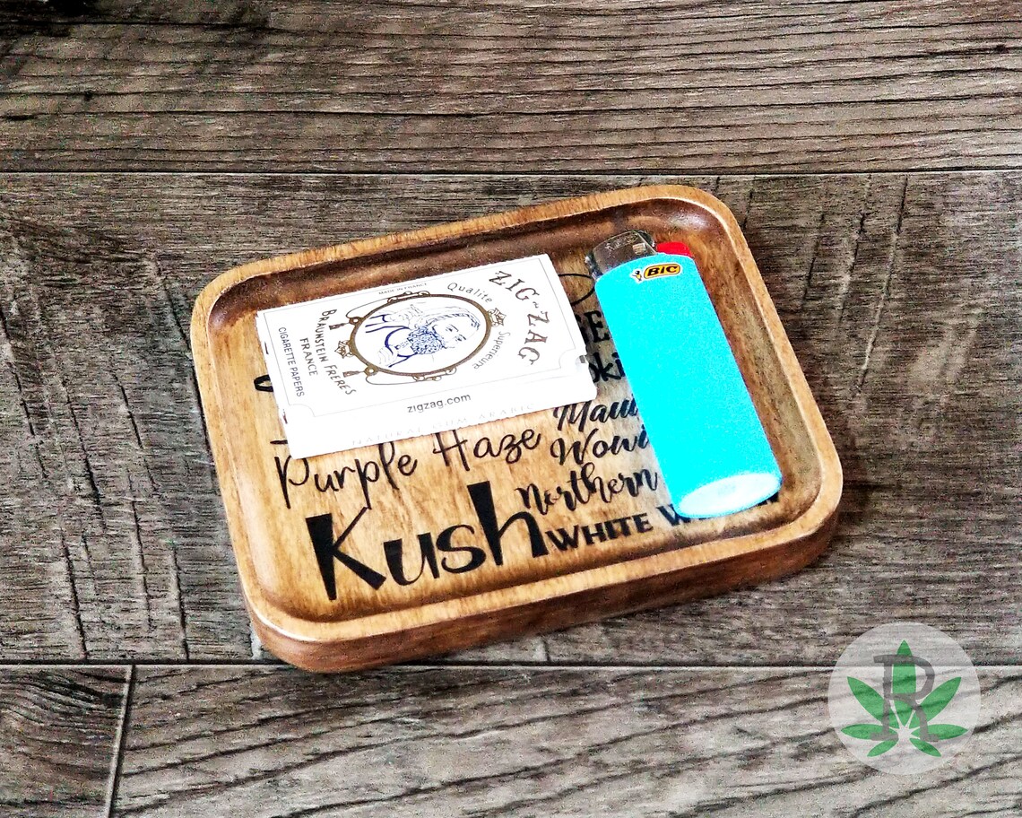 Cannabis Strain Wood Rolling Tray Marijuana Kush Tray | Etsy